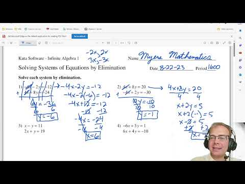 Solving Systems of Equations by Elimination- Algebra 1 Kuta Worksheet Series