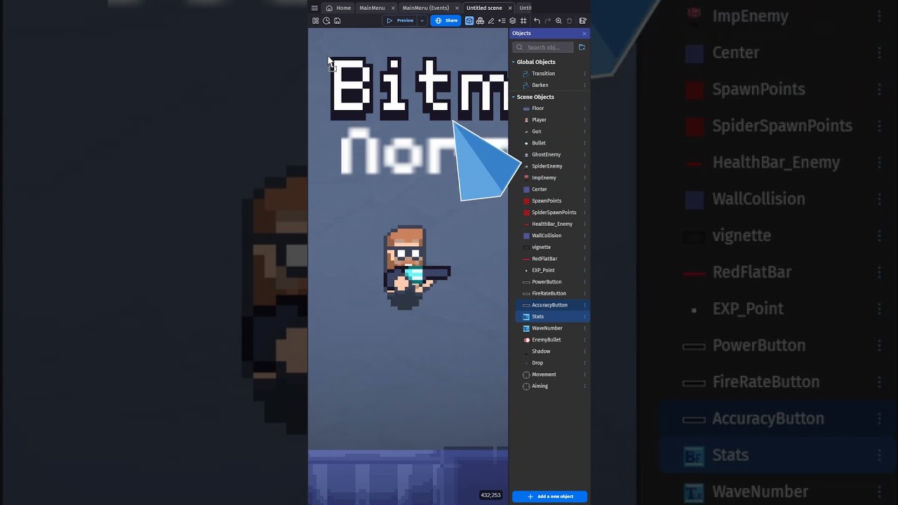 Game Engine Tip - Bitmap Text Object - #gamedev #gdevelop #nocode #tutorial