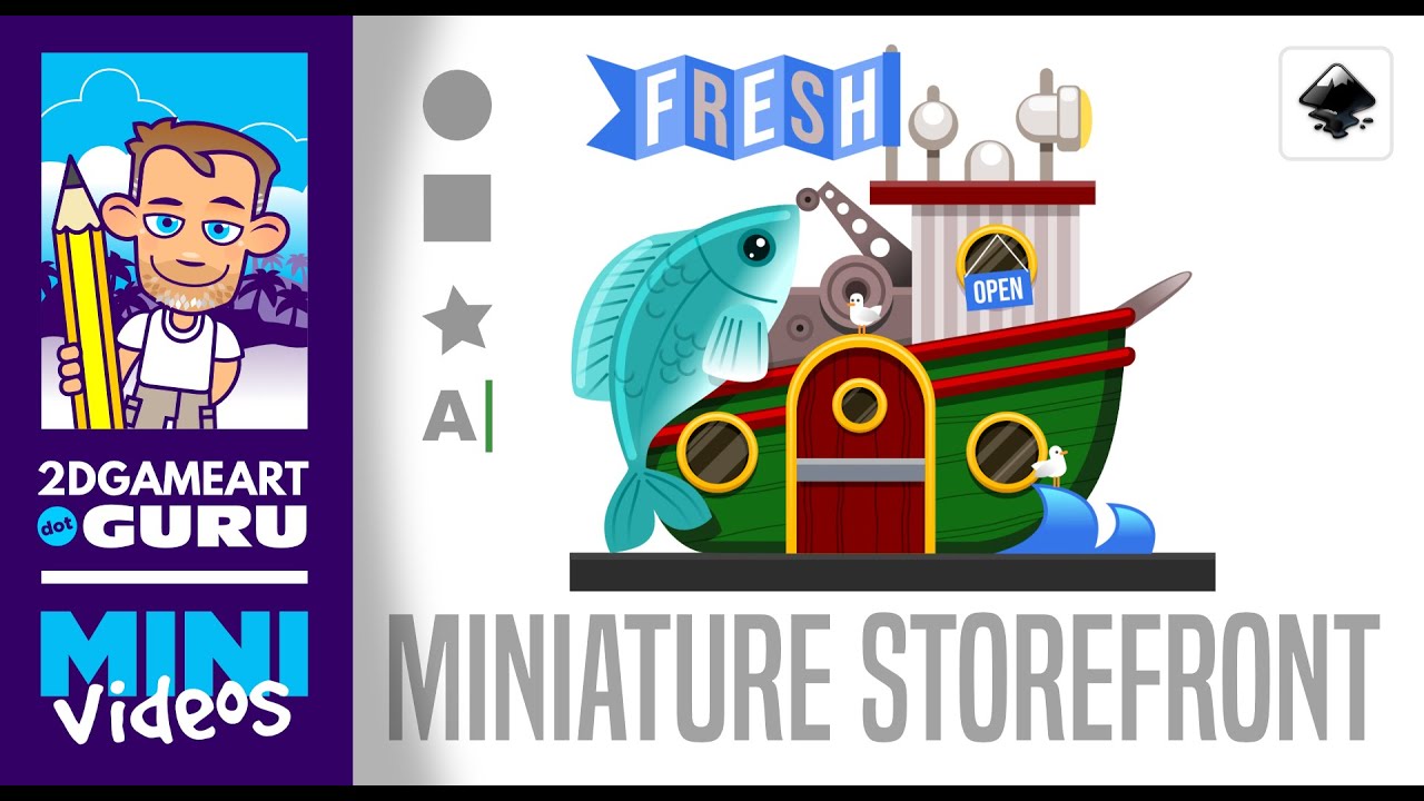 Inkscape Mini Tutorial - Miniature Storefront design using basic shapes [workflow]