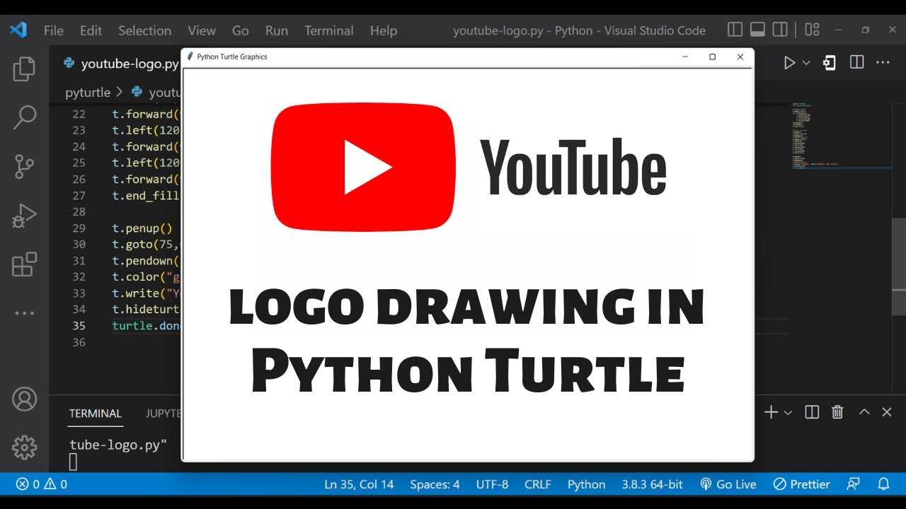 YouTube logo drawing using Python Turtle | Python Turtle Coding Video | Learnonpy | Google