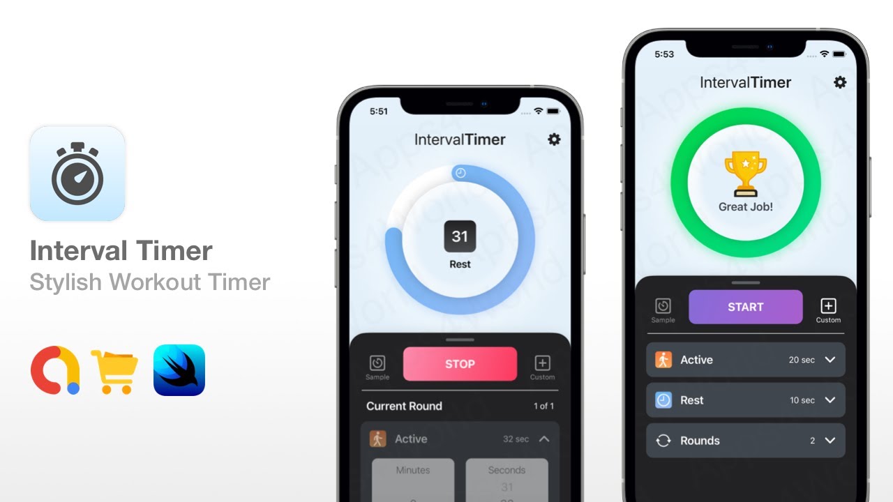 Interval Timer - HIIT Workout Timer - iOS Interval Timer Source Code | SwiftUI Full Xcode Project