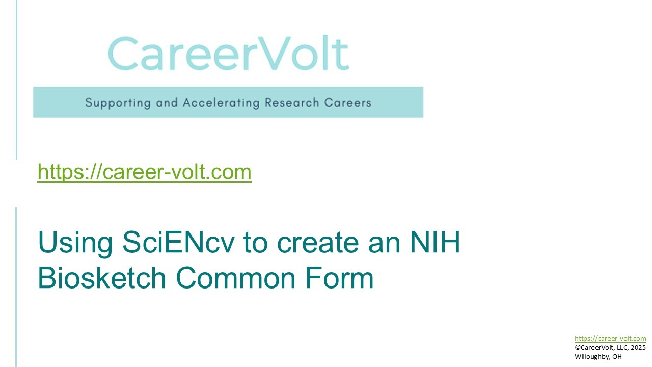 2026 01 14  NIH Biosketch Common Forms