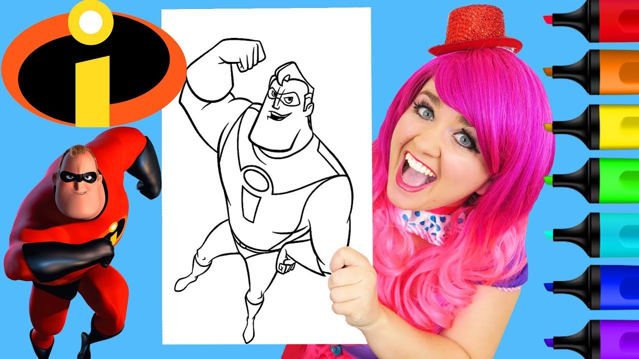 Coloring The Incredibles Disney Pixar Coloring Page Prismacolor Paint Markers | KiMMi THE CLOWN