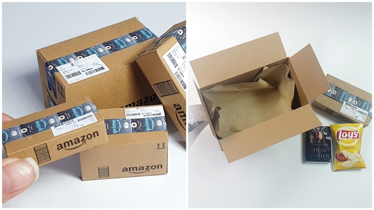 DIY Miniature Inspired AMAZON BOXES Tutorial | Crafts Scale 1:6