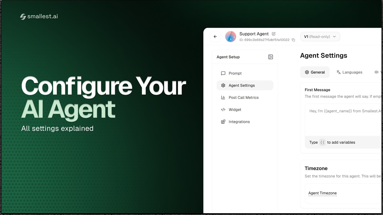 Agent Settings | Voice Agent Tutorials