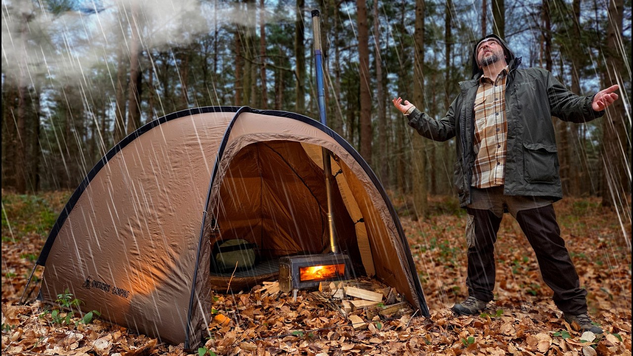 Wet and Windy Hot Tenting Solo