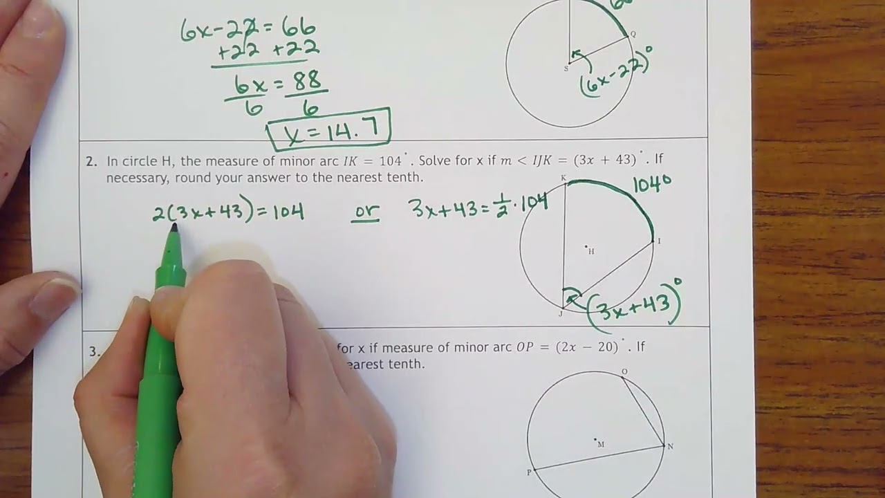 16.7- Central/Inscribed Angles with Algebra