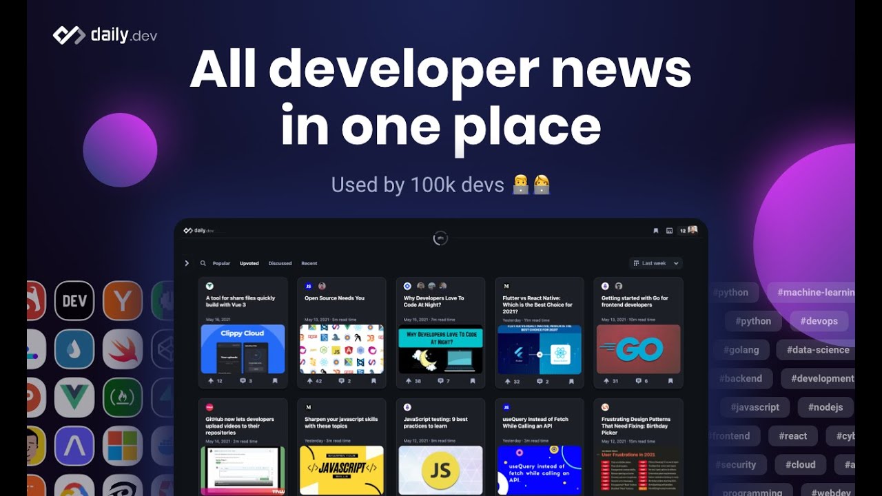 daily.dev web app - All-in-one developer news reader