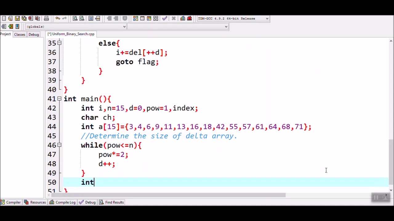 How to Perform Uniform Binary Search in c++
