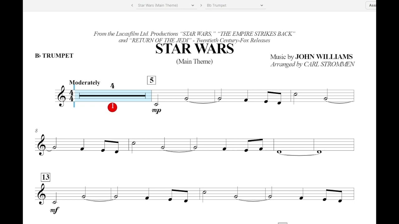 Star Wars - Trumpet Play Along