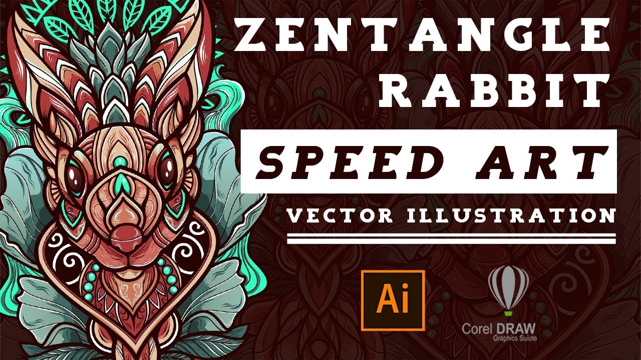 Rabbit Vector - Drawing Zentangle Rabbit, Corel & AI - From Sketch to Vector