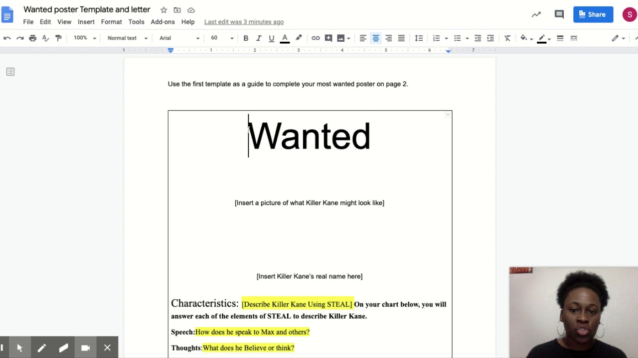Wanted poster Template and letter - Google Docs