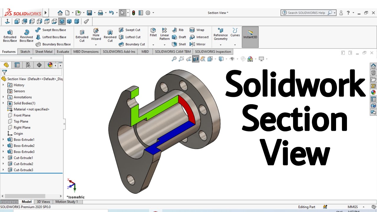 Solidwork Section View || How to Section view ll Color Section View Solidwork