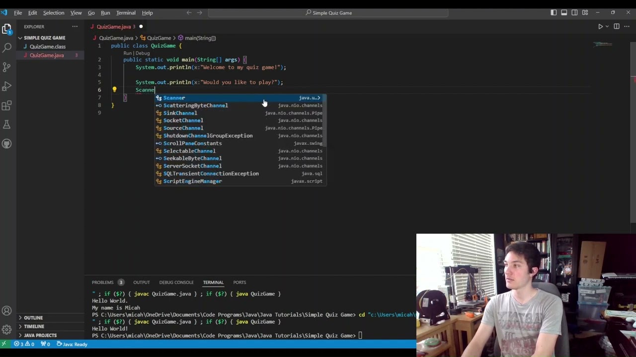 Java Tutorial  -  Simple Quiz Game  -  for Complete Beginners