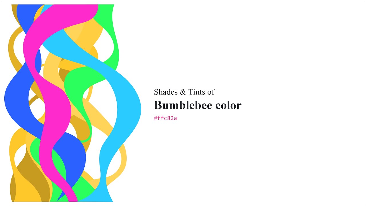 Shades & Tints of Bumblebee color #ffc82a A Warm Orange color #e2b125 #c69b20 #ffce41 #ffd459