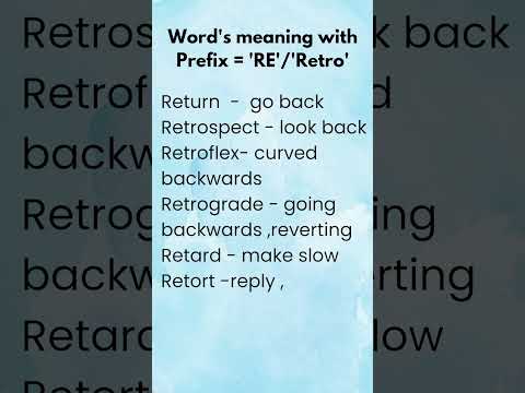 Word meaning with Prefix (Re/Retro)#education#englishspeaking