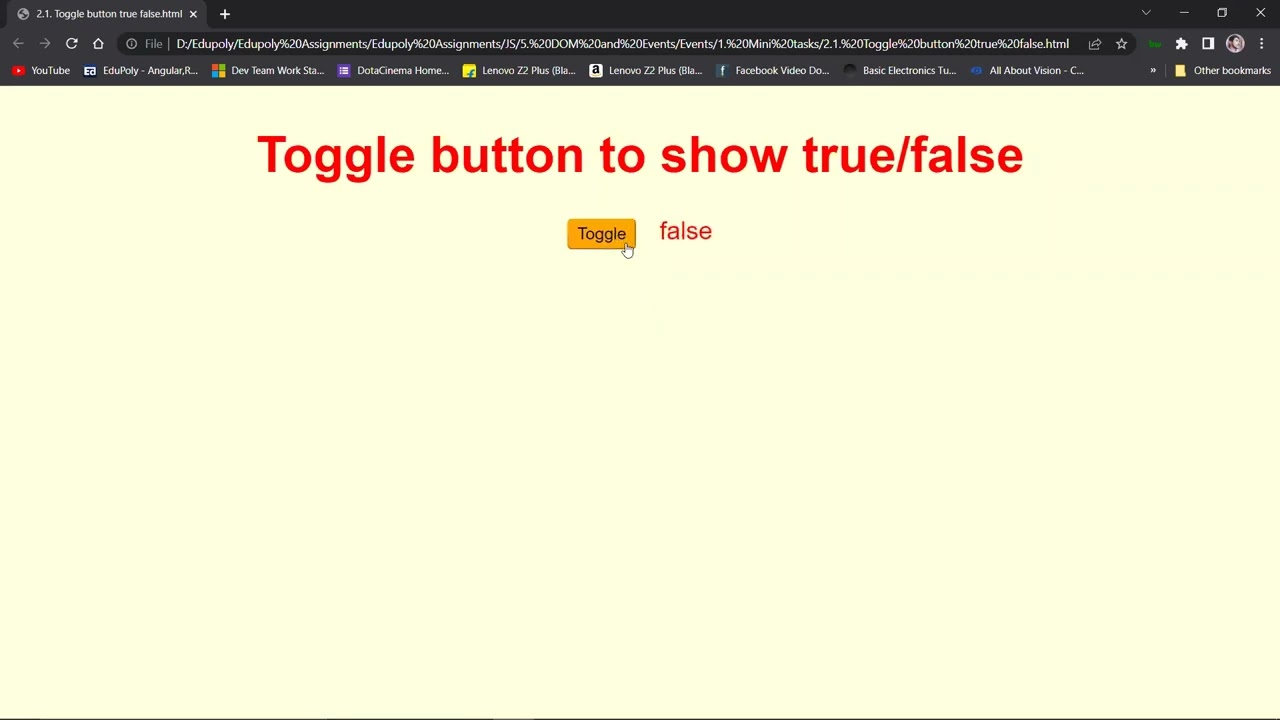 2 1 button toggle boolean value