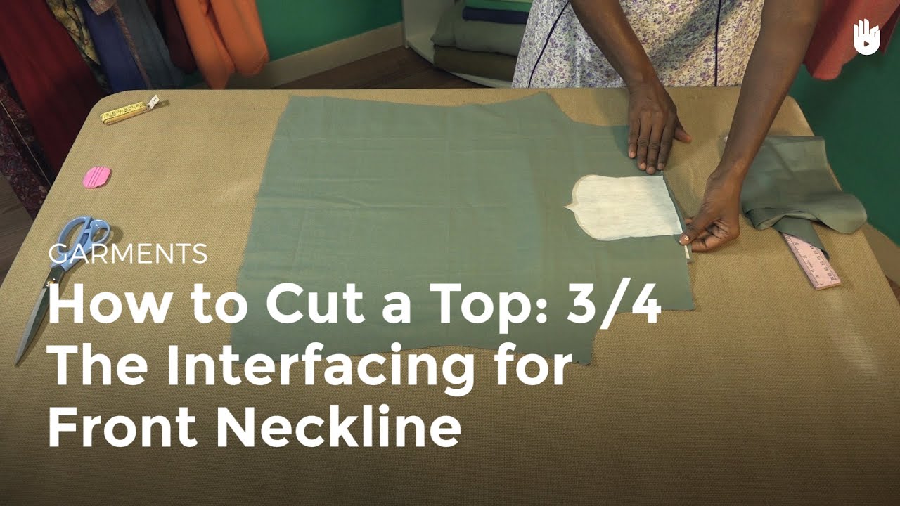 How to Cut a Top: 3/4 The Interfacing for Front Neckline - Sewing ...