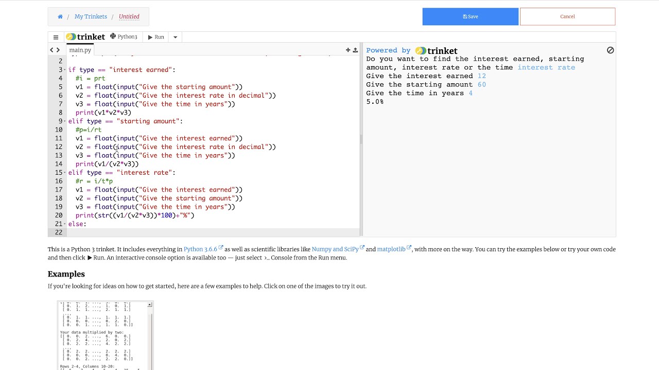 Simple Interest calculator using Python