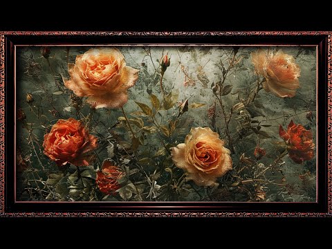 Burnt Orange Roses – Dark Botanical Elegance | 4K Art for Frame TV