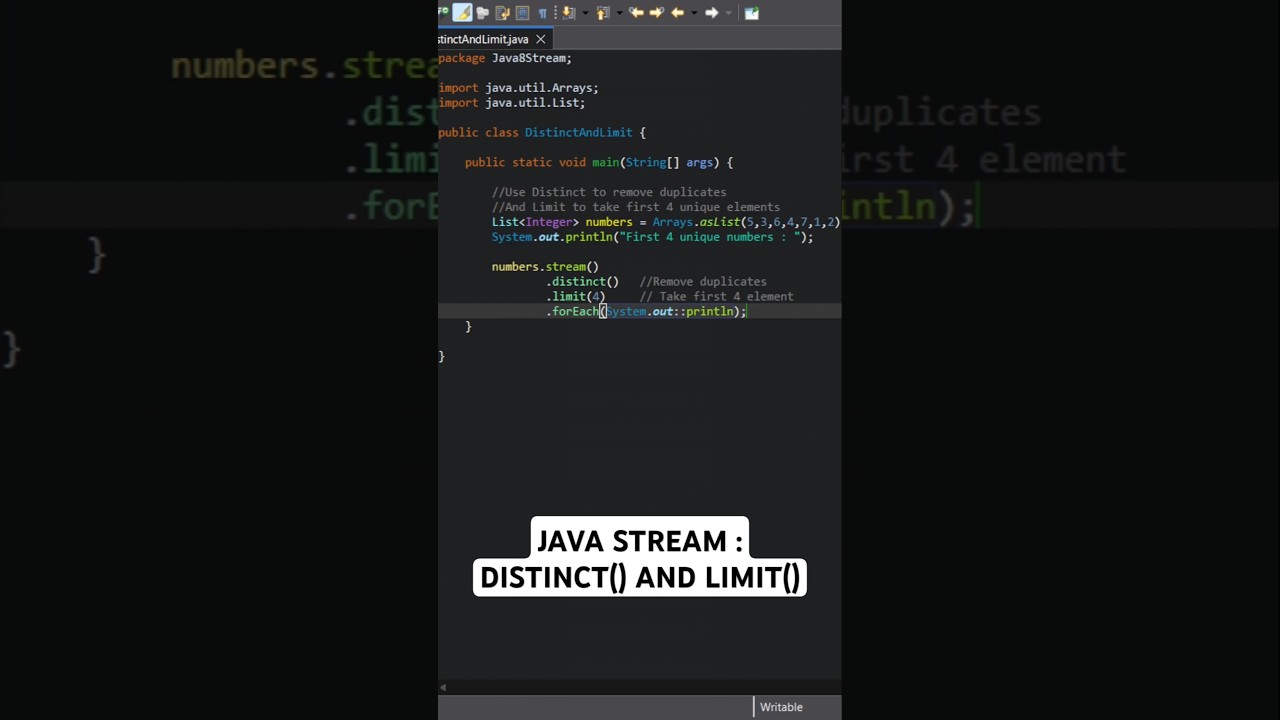 Java Stream | distinct() + limit() | Java 8 Short Trick 🚀 #shorts #shortvideo #viral