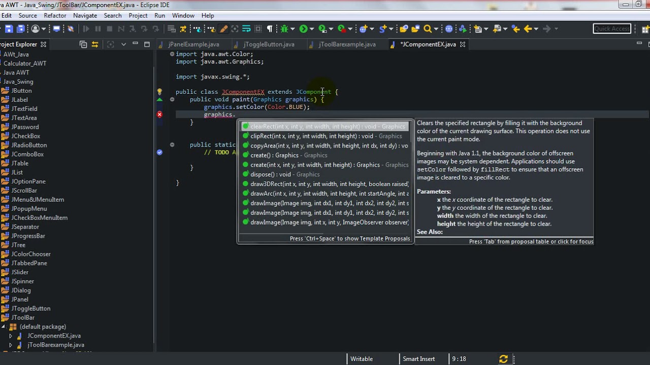 29. JComponent Java Swing Tutorial without voice