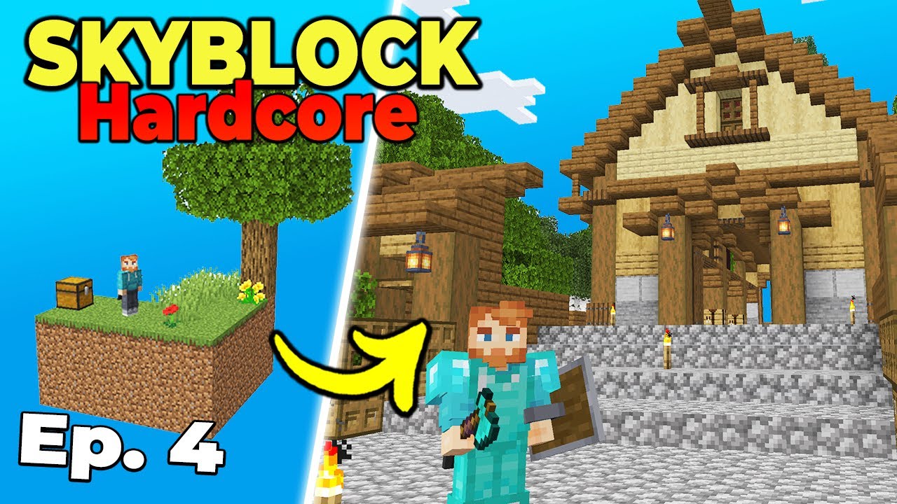 I Built a STORAGE ROOM in Skyblock, but it's Minecraft Hardcore Survival (#4)