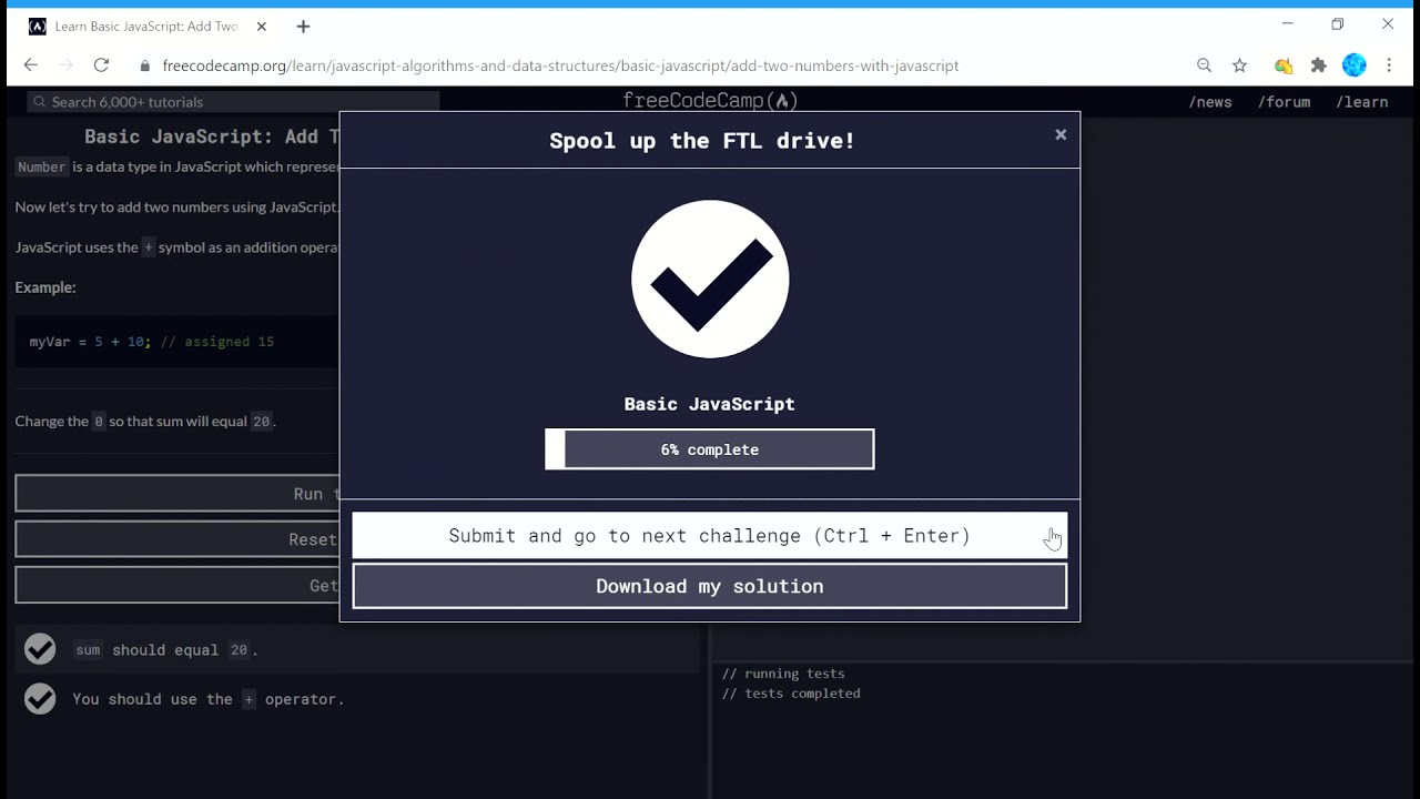 Basic JavaScript (8/111) | Add Two Numbers with JavaScript | freeCodeCamp