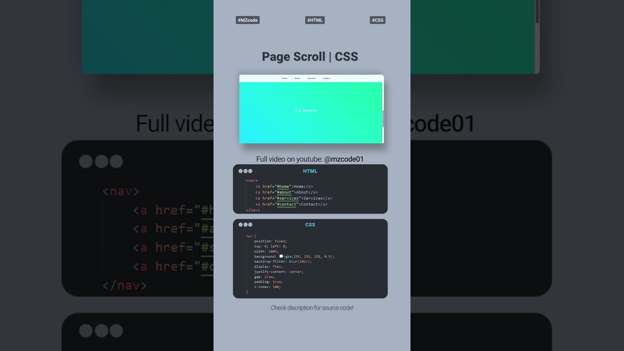 Master Page Scroll Effects with HTML, CSS & JS 🚀 | Smooth Animations | MZCode01 #csstips #cssshorts