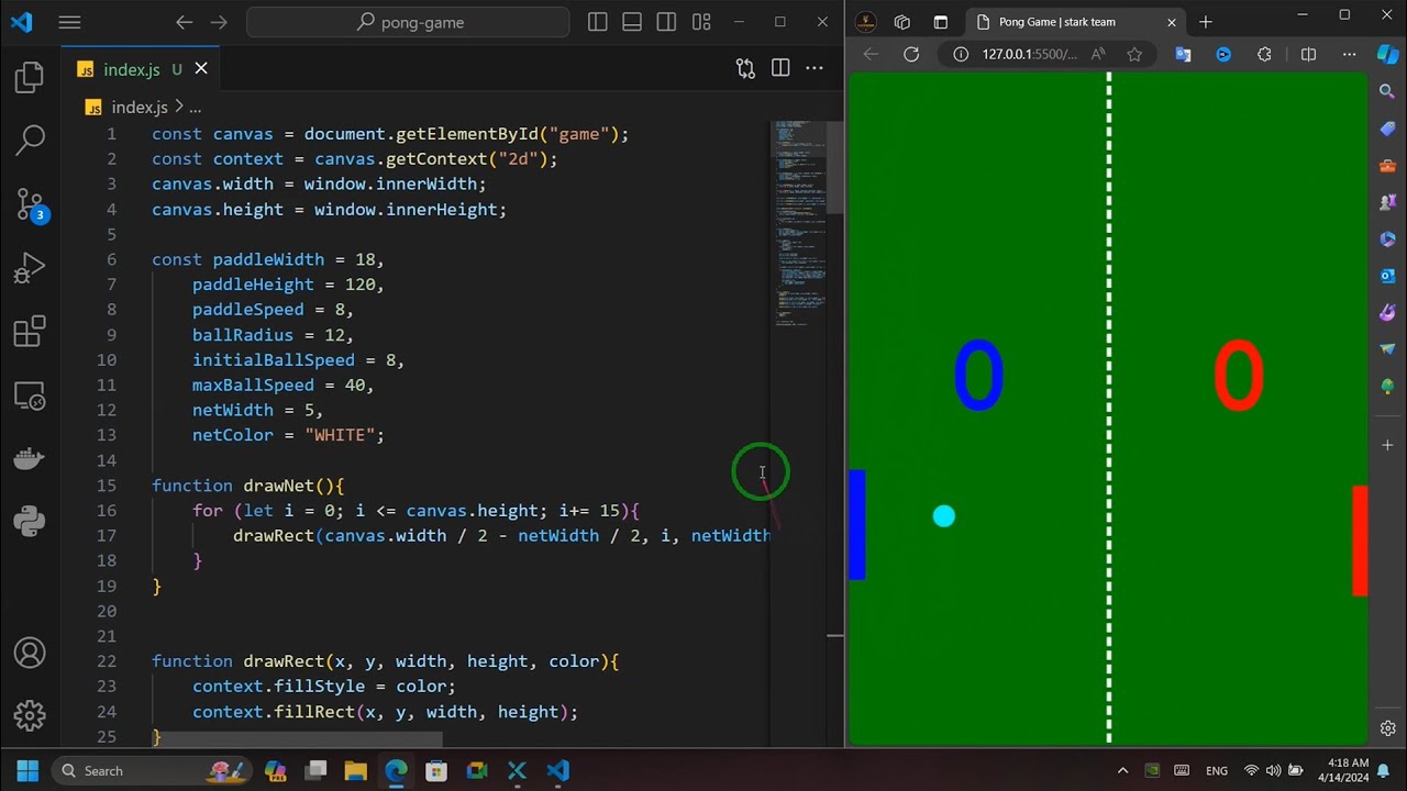 ASMR Programing - pong game with HTML, CSS and JavaScript