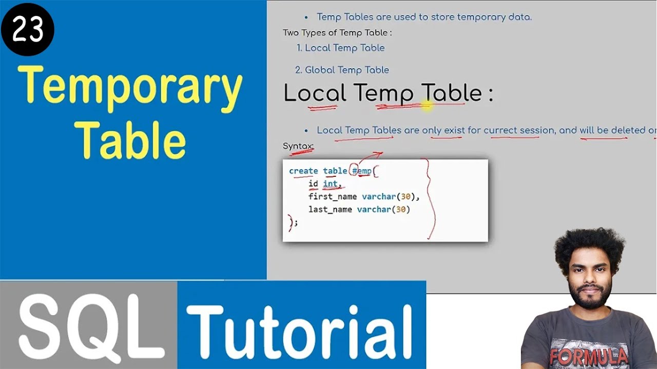 #23 Temporary Table in SQL | Local and Global Temp Table | SQL Tutorial