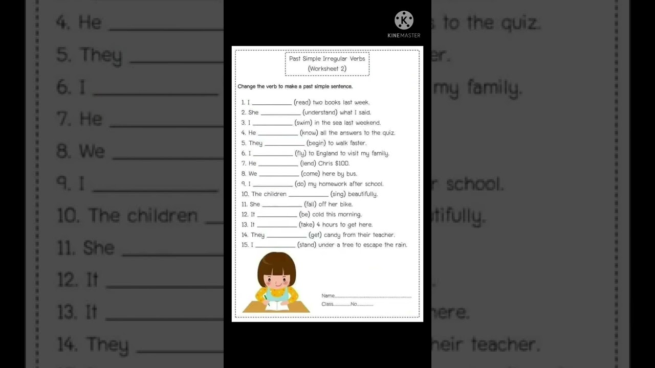 past simple irregular and regular verbs worksheets with answers || English Grammar