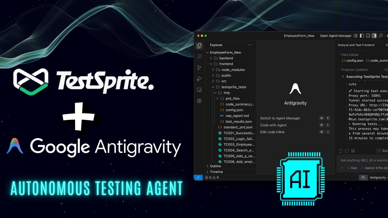 TestSprite MCP Server + Google AntiGravity = Autonomous E2E Testing (No Code Required!)