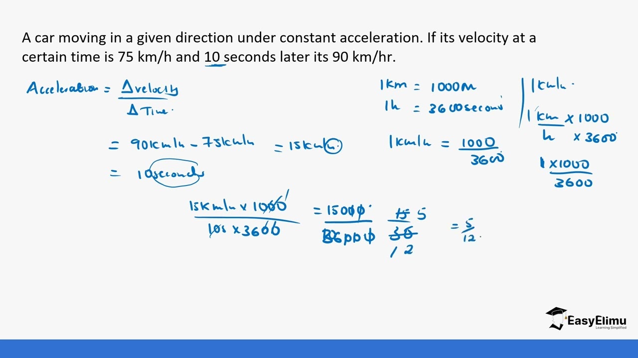 Velocity and Acceleration  - (Lesson 2 of 6 Mathematics Form 2 Topic Linear Motion)