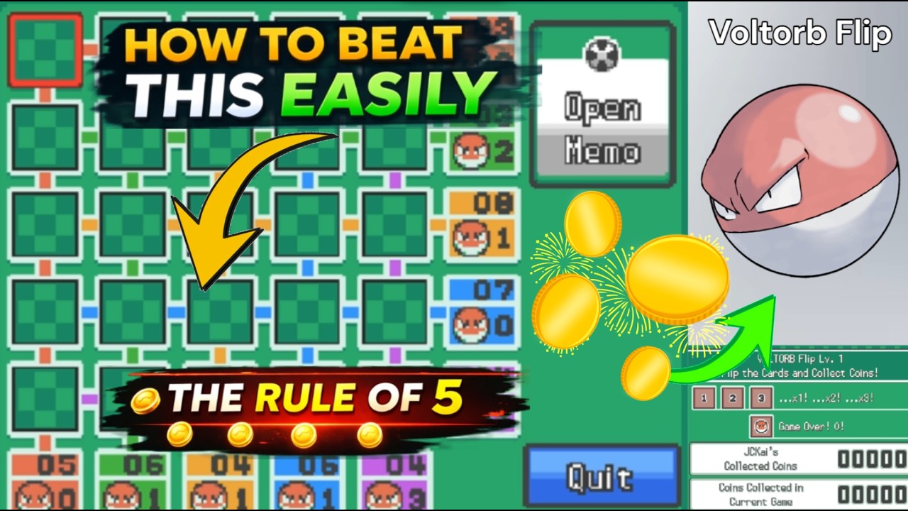Voltorb Flip Made EASY – The Rule of 5 Strategy | Pokémon Heartgold & SoulSilver