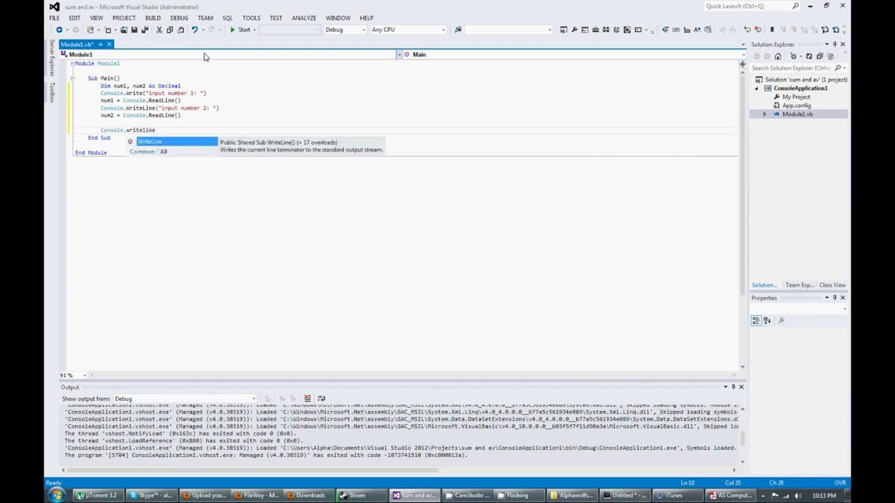 Sum And Average VB Console Application Tutorial