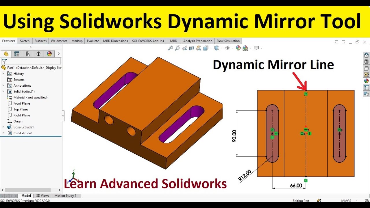 How to use solidworks dynamic mirror tool?