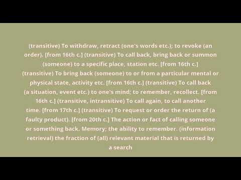 what is the meaning of recall