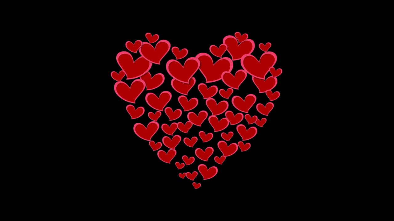 Abstract red heart shape from small hearts animated background
