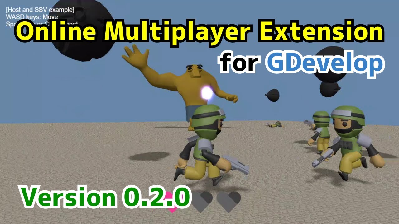 Online Multiplayer Extension for GDevelop. Version 0.2.0 is released!