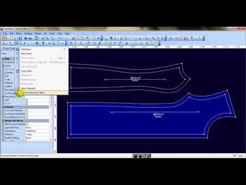 Optitex PDS Convert Internal to Seam,Use the command to convert the seam line into an internal conto