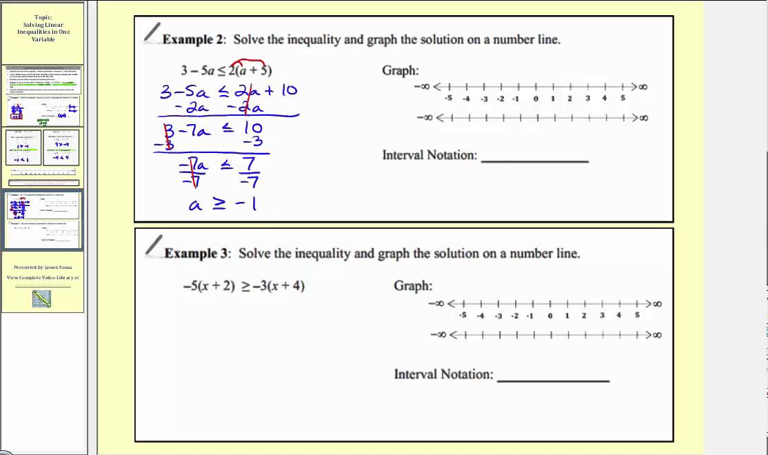 Solving Linear Inequalities in One Variable (L7.3)