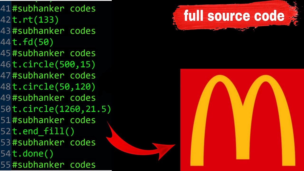McDonald's logo using coding | python turtle graphics | full source code