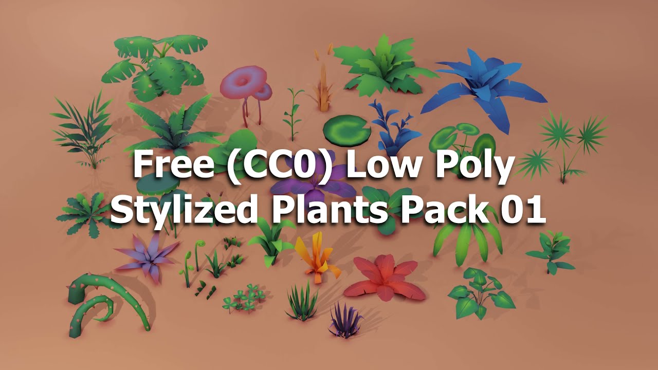 Stylized Low Poly Plants Pack 01