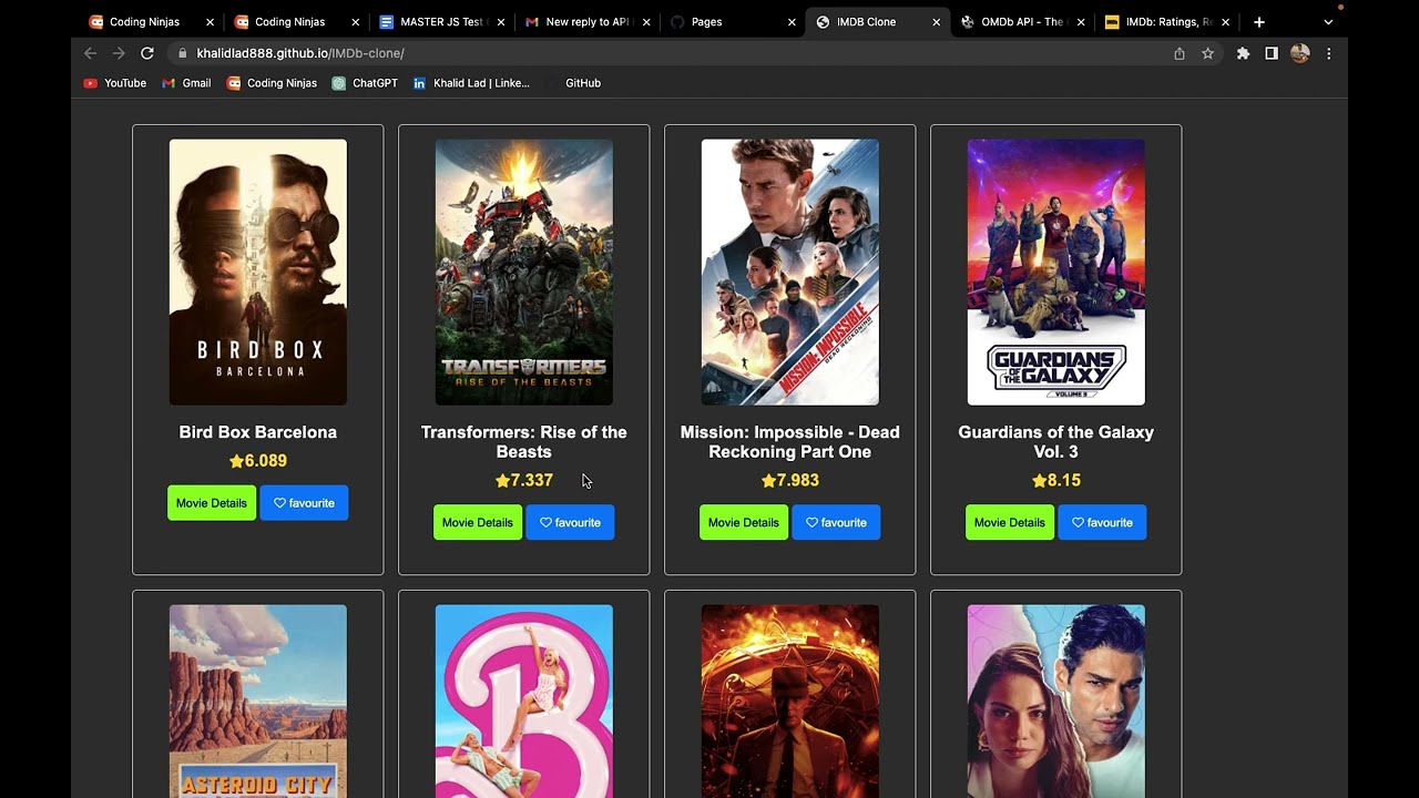 IMDb clone | Coding Ninjas Project