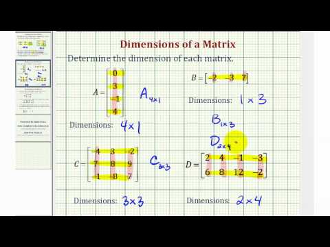 Dimensions of a Matrix | Math Help from Arithmetic through Calculus and ...
