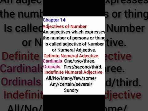 Primary School English Grammar & Composition Wren &Martin: Ch 14: Adjectives of Number : Defination
