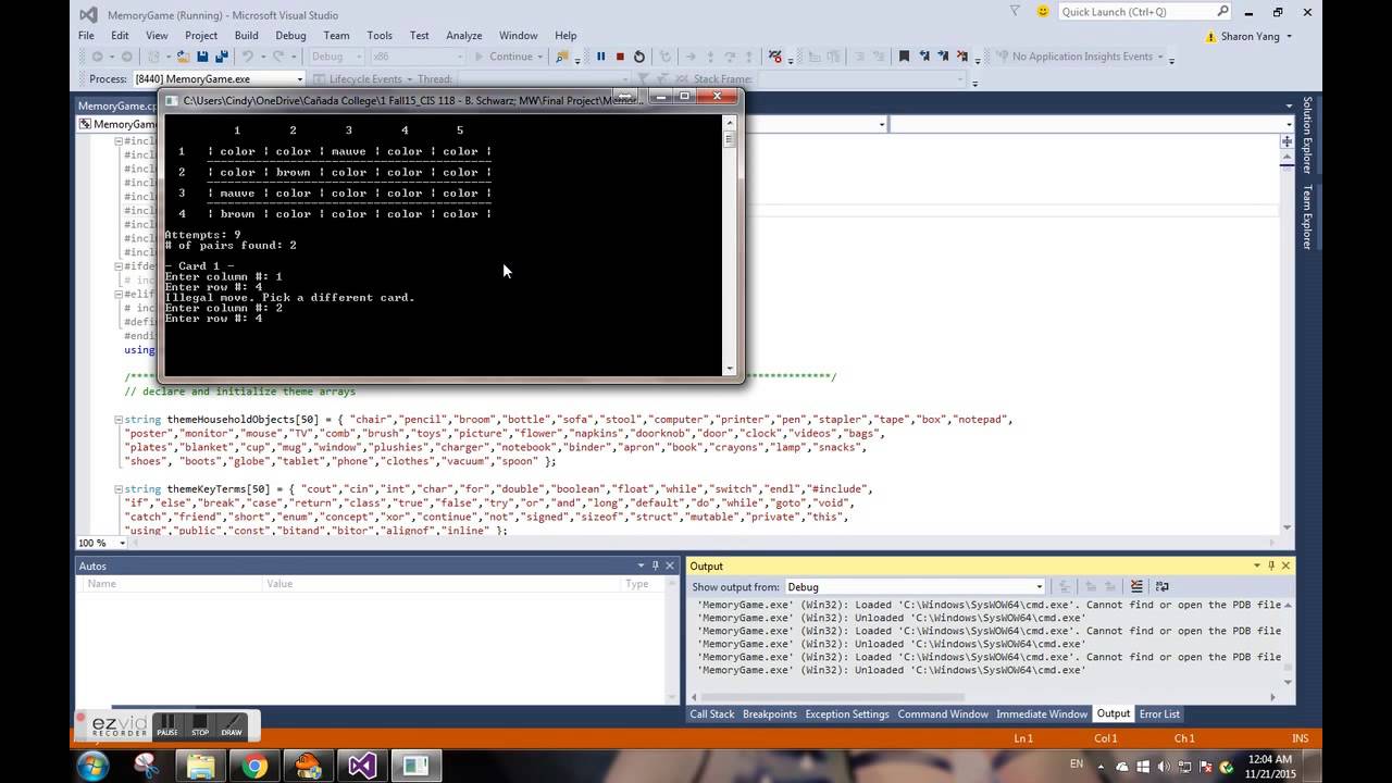 CIS 118 - Final Project: Memory Matching Game