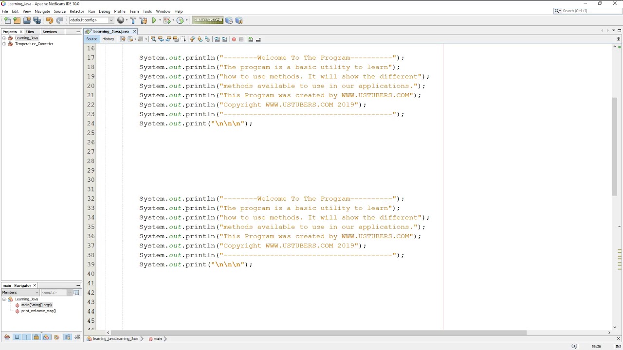LEARNING JAVA: Methods /w No Return, No Parameters (Tutorial)