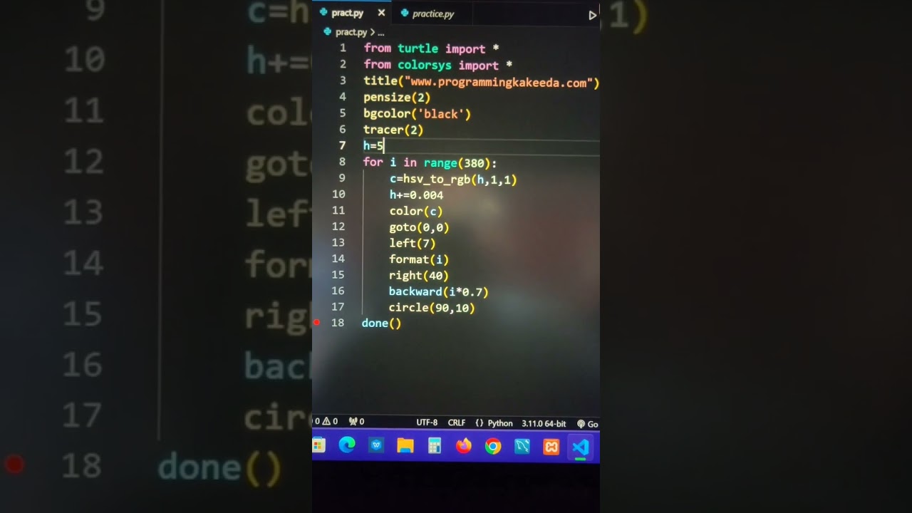 Python turtle graphics 3d Animation| Python Programming